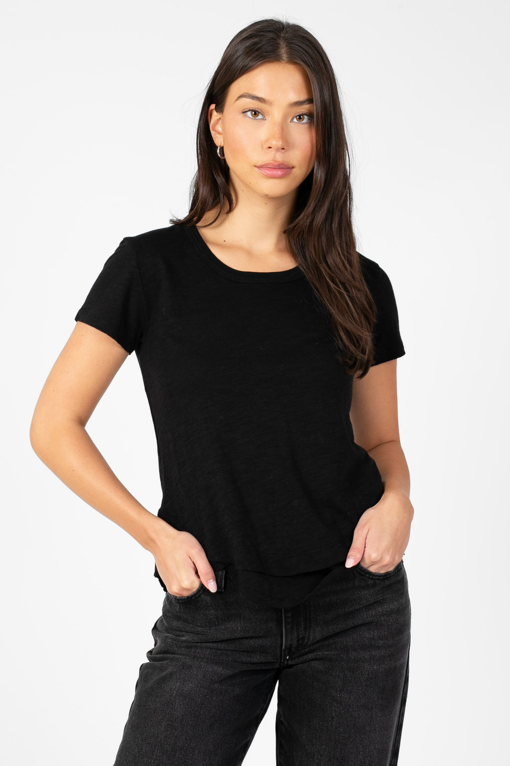 Ava Slub Jersey Mock Layer T-Shirt – honey